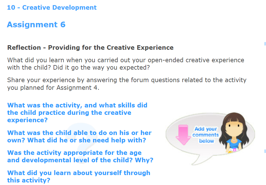 Solved Reflection - Providing for the Creative Experience | Chegg.com