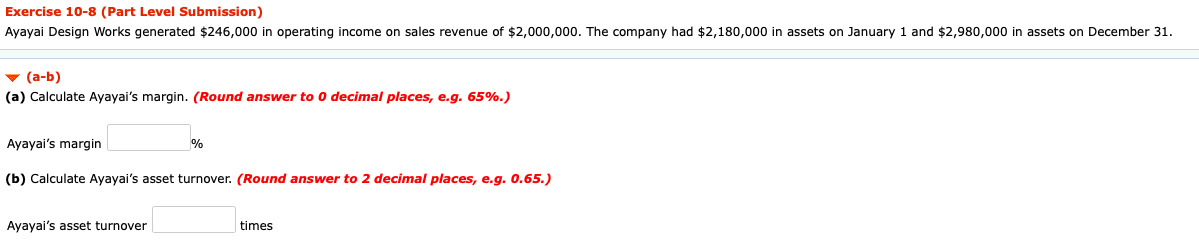 Solved Exercise 10-8 (Part Level Submission) Ayayai Design | Chegg.com