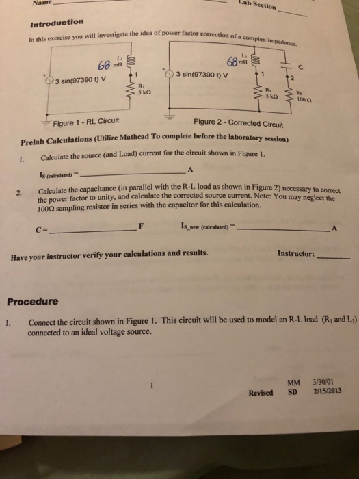 Solved Name Lab Section Introduction correction of a complex | Chegg.com