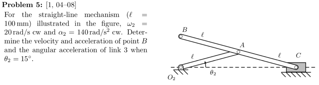 Solved Problem 5: 1, 04-08] For the straight-line mechanism | Chegg.com