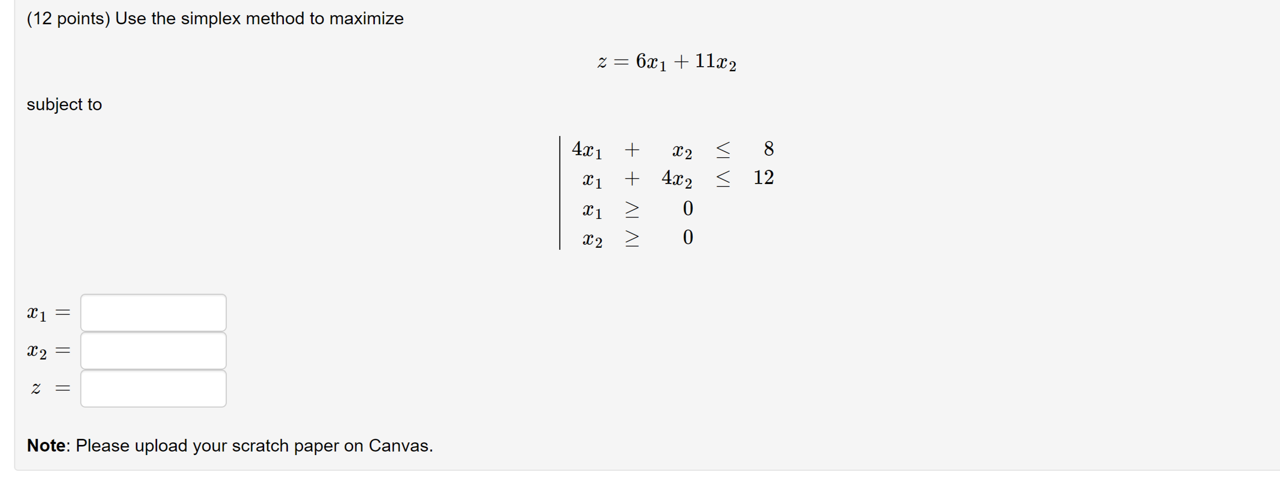 Solved (12 points) Use the simplex method to maximize | Chegg.com