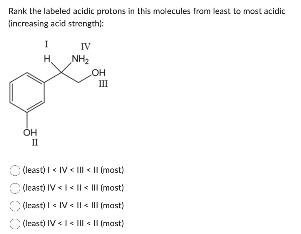 Solved Rank the labeled acidic protons in this molecules | Chegg.com
