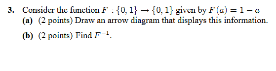 Solved 3. Consider the function F:{0,1}→{0,1} given by | Chegg.com