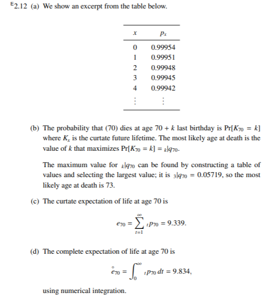 Makeham's Law. (Based on 2.12) Submit an excel file | Chegg.com