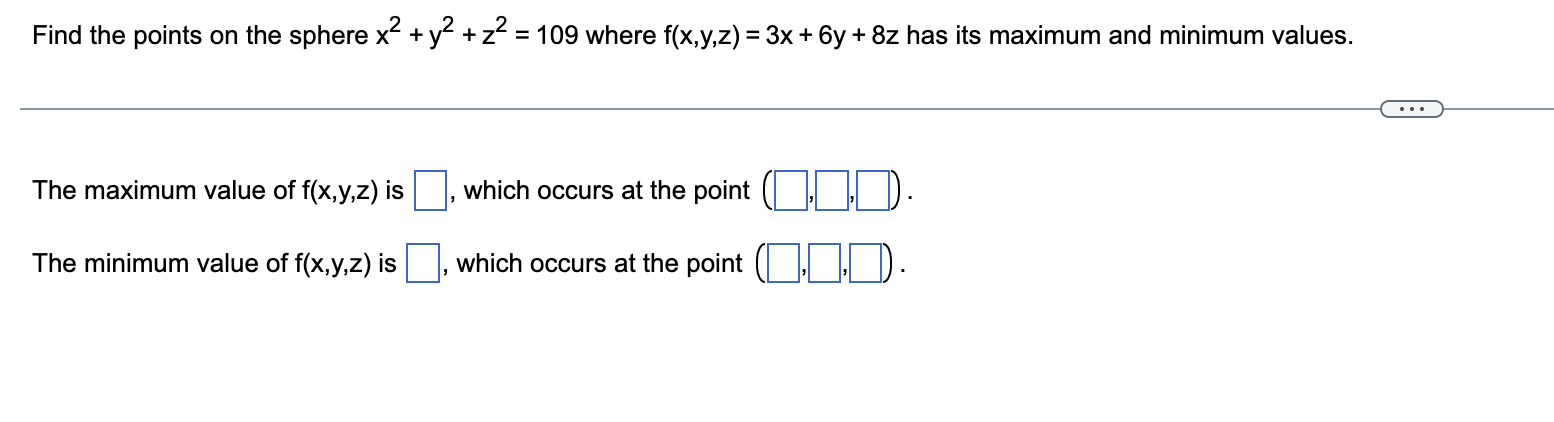 Solved Find the points on the sphere x2+y2+z2=109 where | Chegg.com