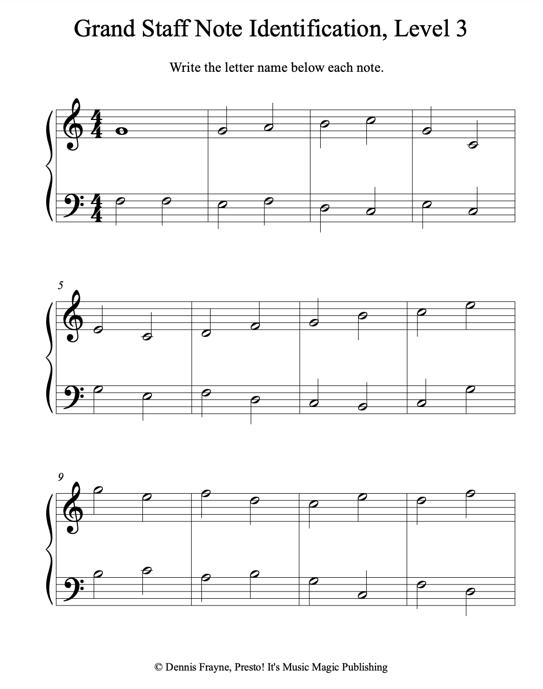 Grand Staff Note Identification, Level 3Write the | Chegg.com