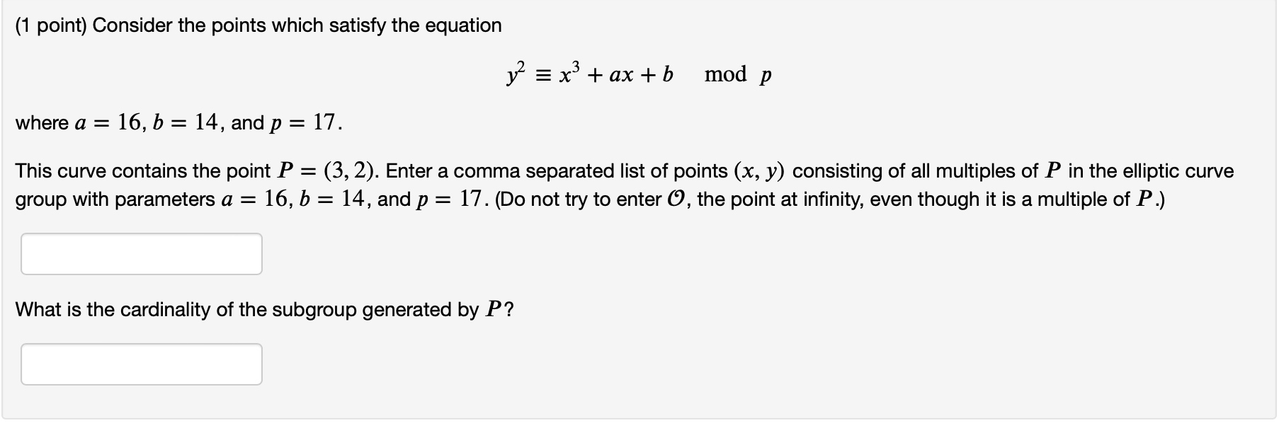 Solved (1 ﻿point) ﻿Consider the points which satisfy the | Chegg.com