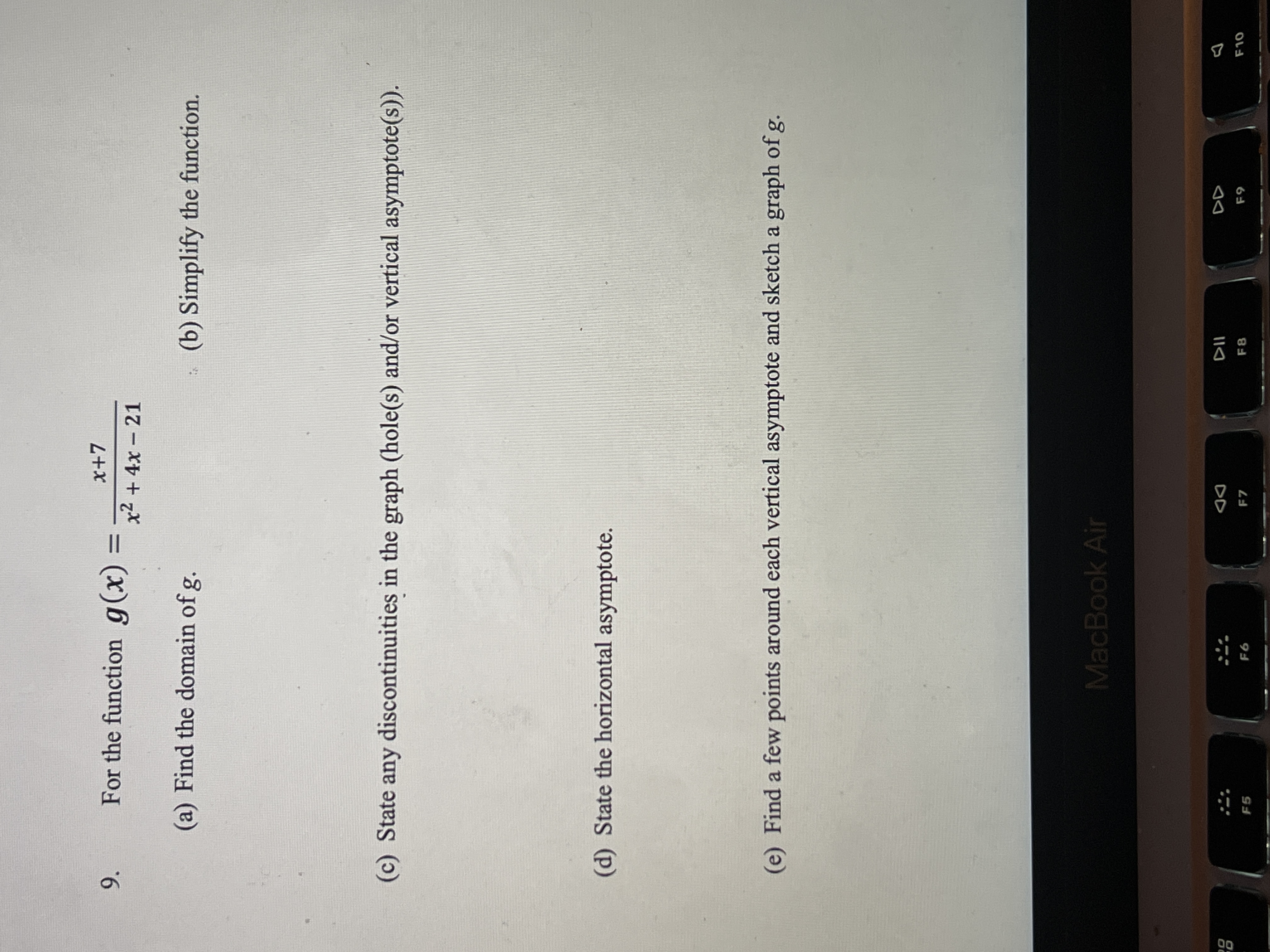 Solved For the function g(x)=x+7x2+4x-21(a) ﻿Find the domain | Chegg.com