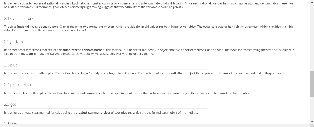 Solved Implement A Class To Represent Rational Numbers Each 1115