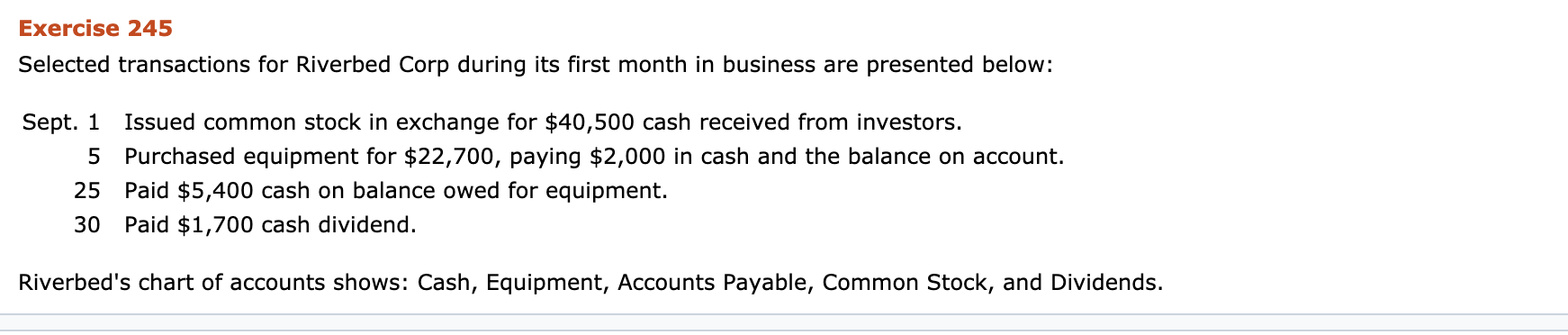 Solved Exercise 245 Selected transactions for Riverbed Corp | Chegg.com