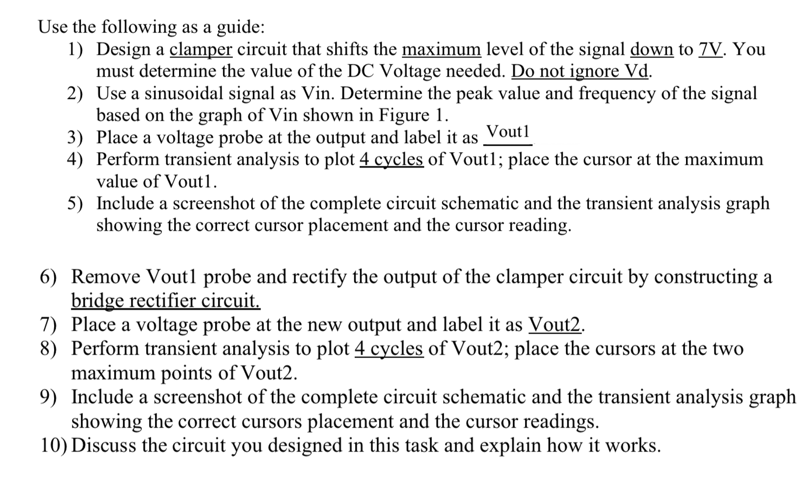 Solved Task 1: Clamper Circuit with a Rectified [10 points] | Chegg.com
