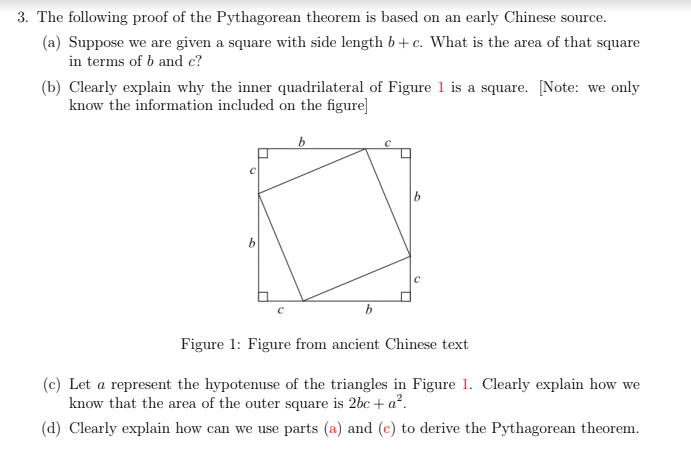 Solved 3. The following proof of the Pythagorean theorem is | Chegg.com