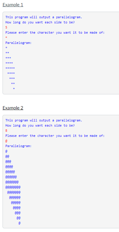 Solved Parallelogram Program in Python: Write a program that | Chegg.com