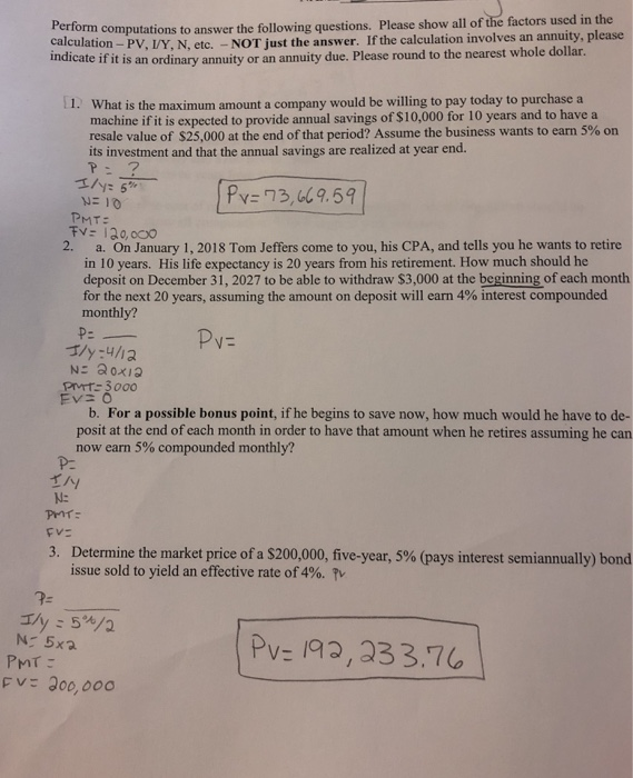 Solved Perform computations to answer the following | Chegg.com