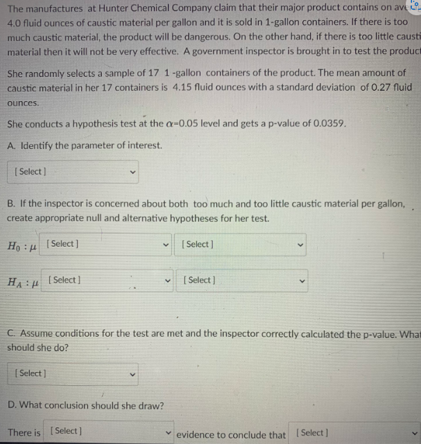 Solved The manufactures at Hunter Chemical Company claim | Chegg.com