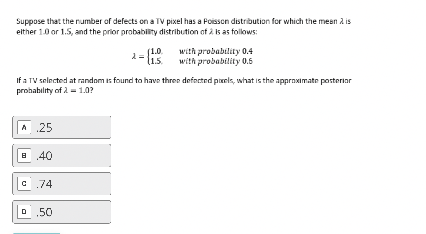 Solved Suppose that the number of defects on a TV pixel has | Chegg.com