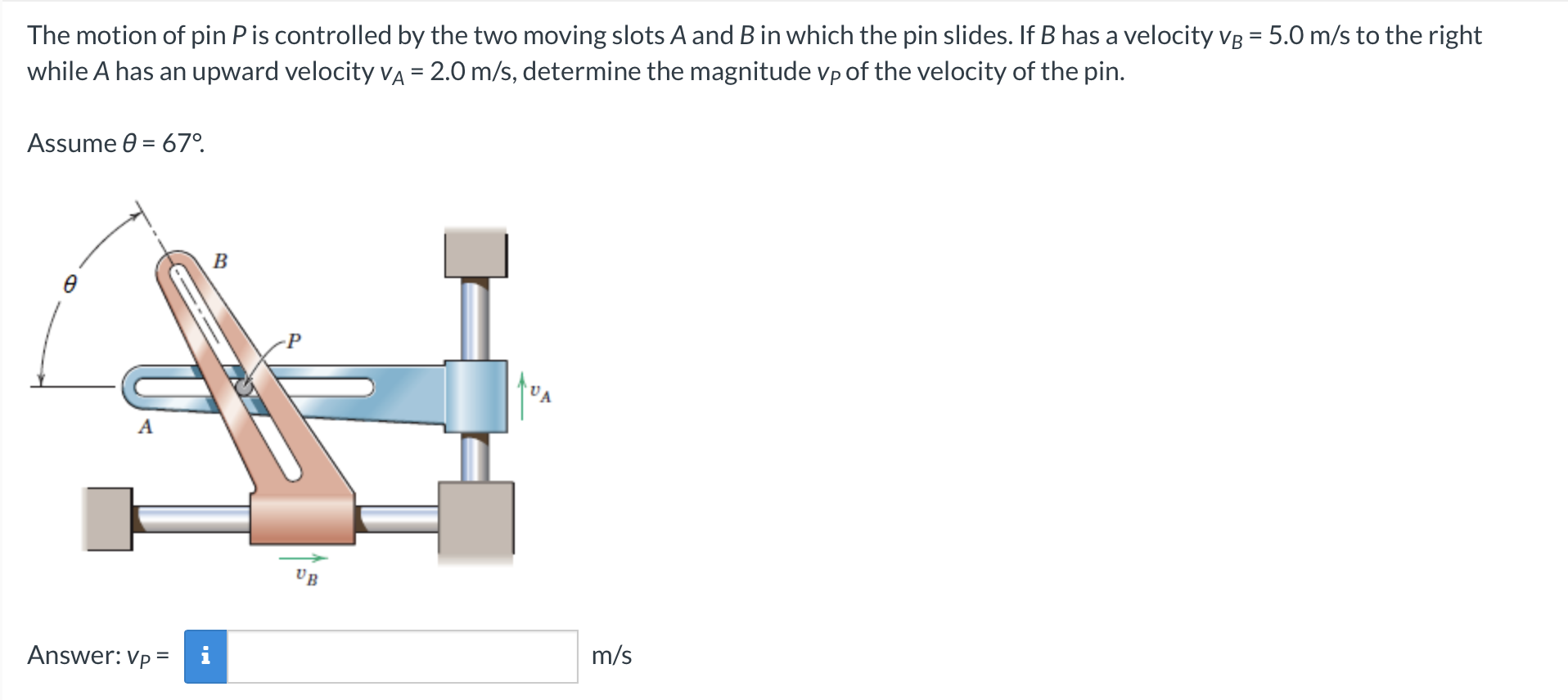 Solved The motion of pin P is controlled by the two moving | Chegg.com