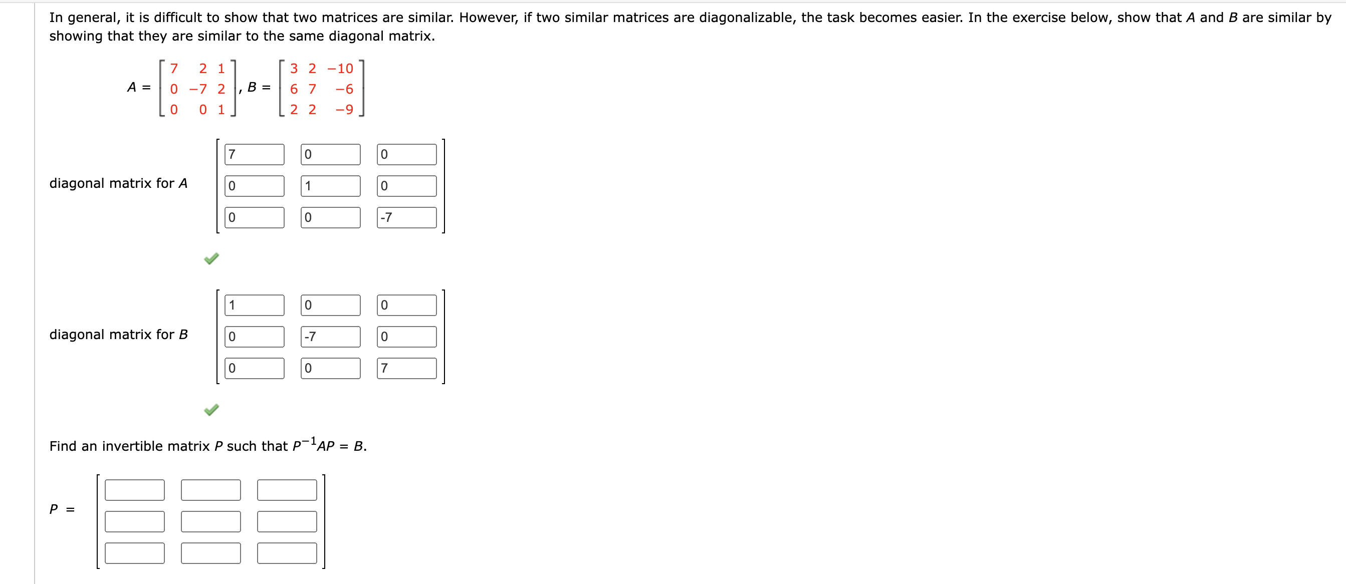 Solved showing that they are similar to the same diagonal | Chegg.com