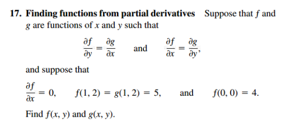 Solved 17. Finding functions from partial derivatives | Chegg.com