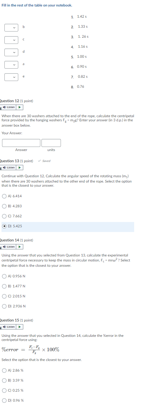 Solved Part 1: Relationship Between Radius and Angular Speed | Chegg.com
