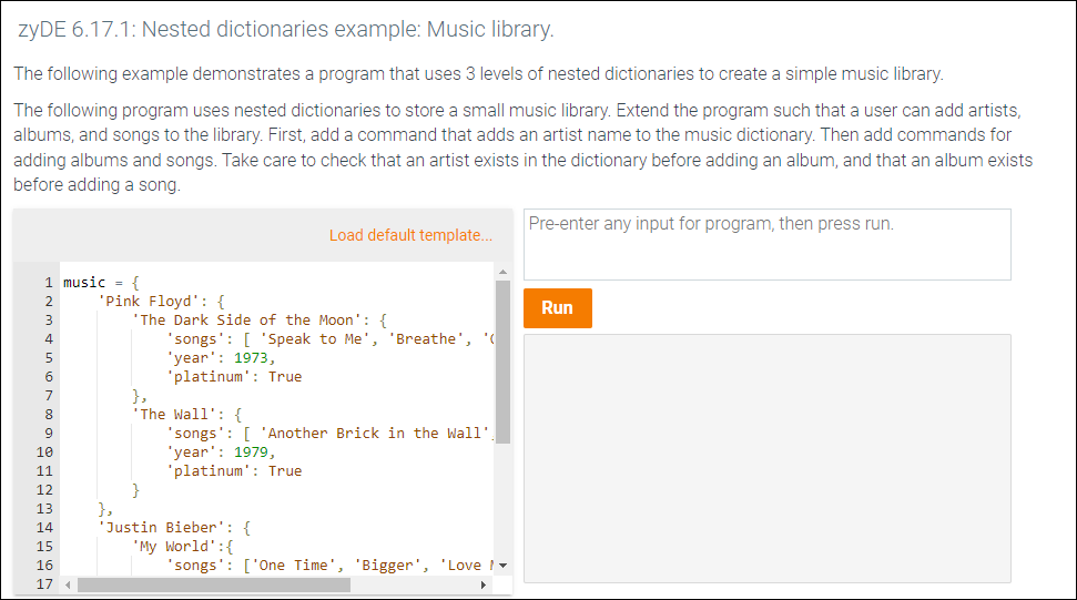 Solved Use Python, Thank you. music = { 'Pink Floyd': | Chegg.com