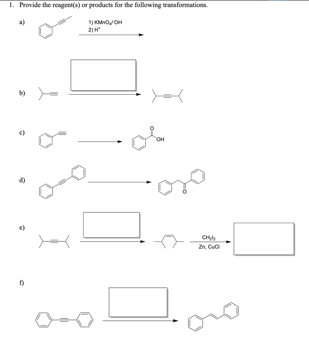 Solved Provide the reagent(s) ﻿or products for the following | Chegg.com