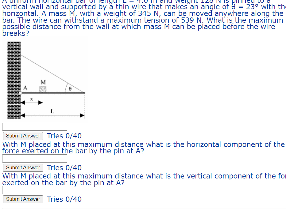 Solved vertical wall and supported by a thin wire that makes | Chegg.com