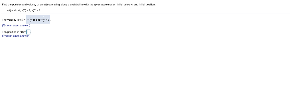 Solved Find the position and velocity of an object moving | Chegg.com
