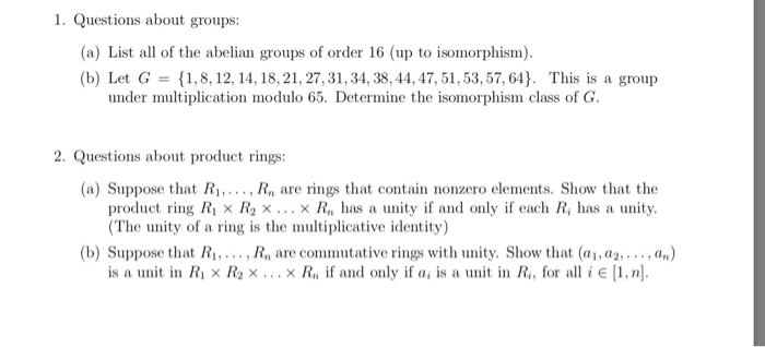 Solved 1. Questions about groups: (a) List all of the | Chegg.com