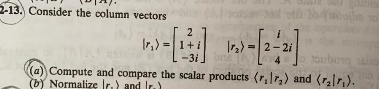 Solved 13. Consider the column vectors | Chegg.com