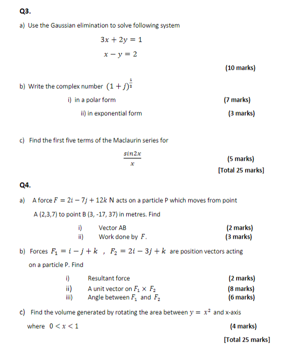 Solved Q3. a) Use the Gaussian elimination to solve | Chegg.com