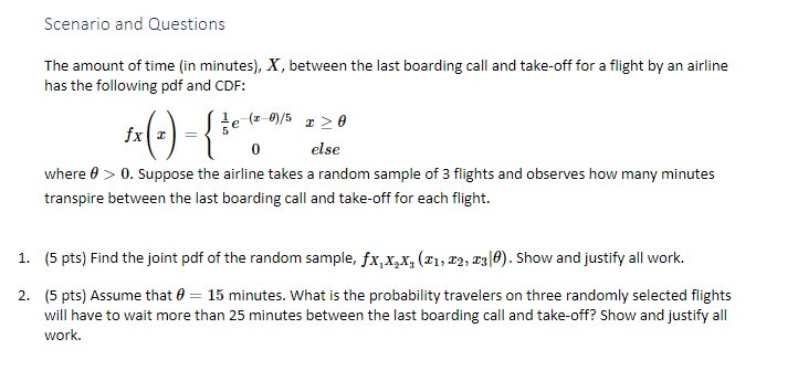 Solved Scenario and Questions The amount of time (in | Chegg.com