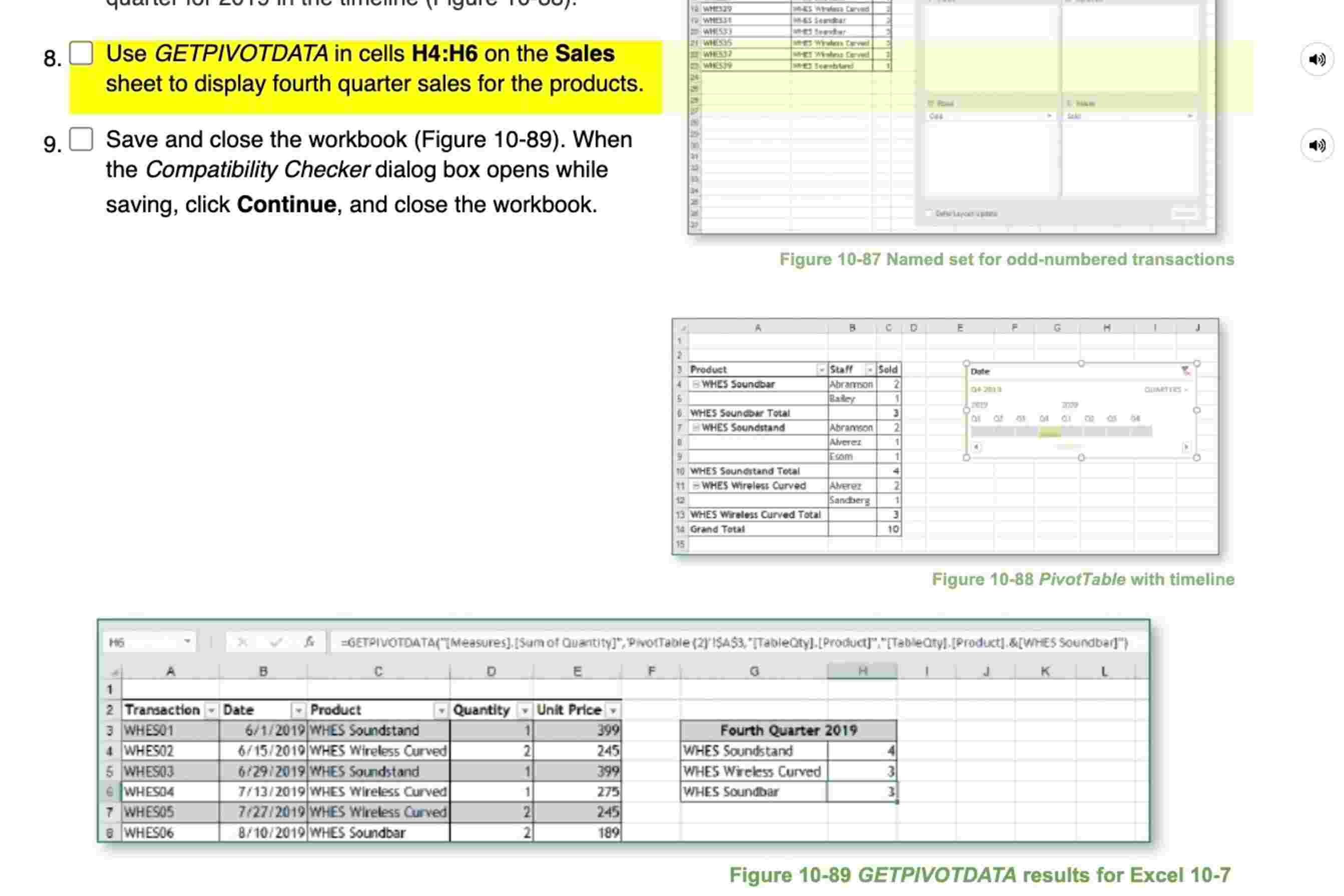 Solved 8. ﻿Use GETPIVOTDATA in cells H4:H6 ﻿on the Sales | Chegg.com