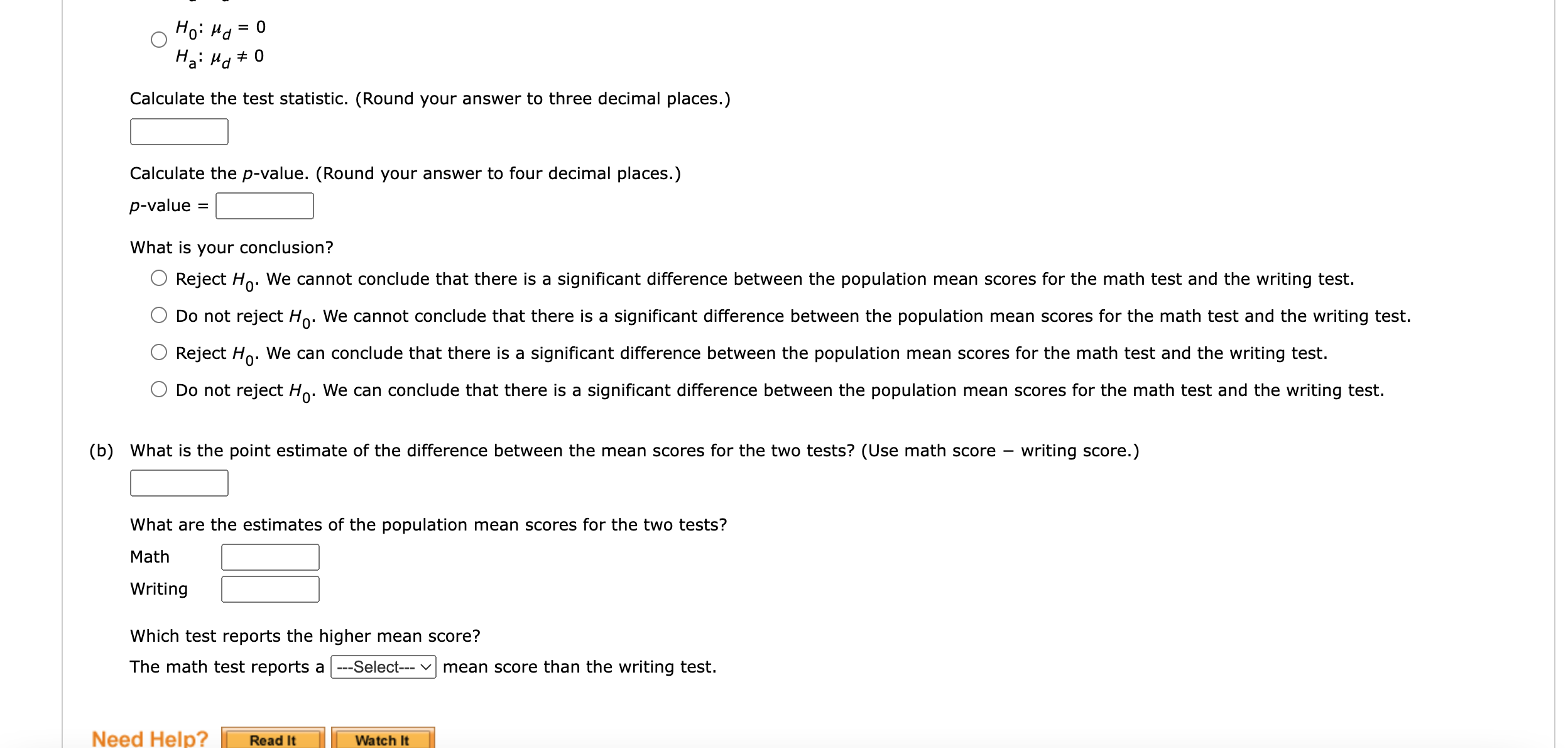 Solved A standardized exam consists of three parts: math, | Chegg.com
