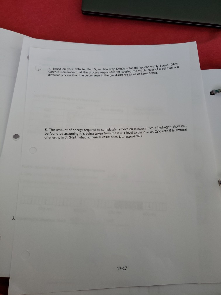 Solved MnO4 solutions appear visibly purple. (Hint: 4. Based | Chegg.com