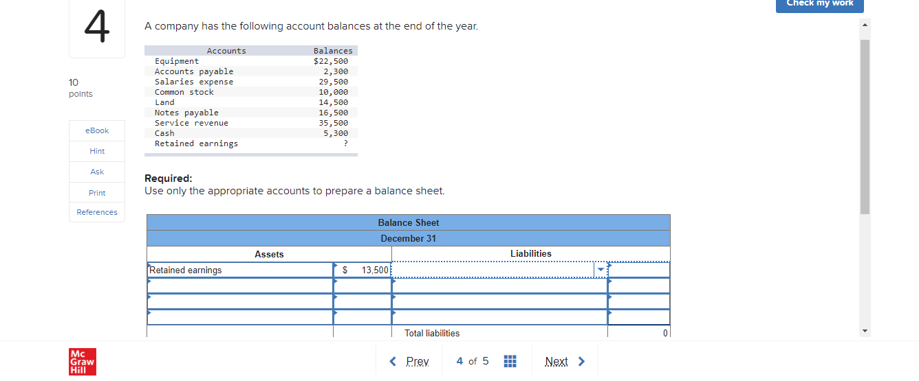 Solved 4 10 points eBook Hint Ask Print References Mc Graw | Chegg.com