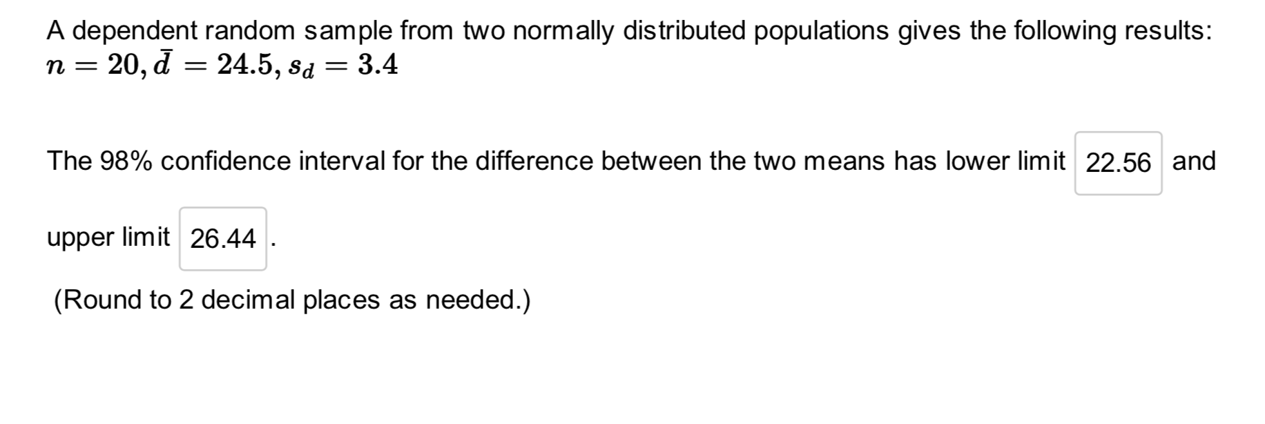 Solved A Dependent Random Sample From Two Normally 