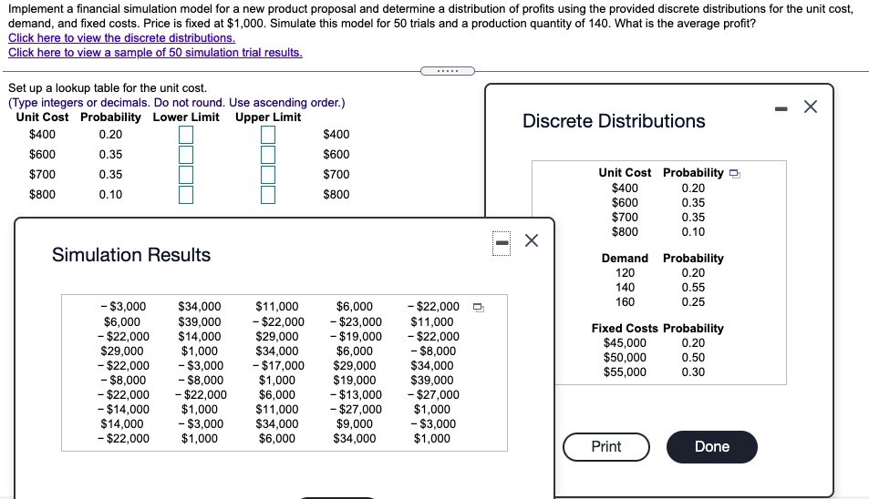 Solved Implement a financial simulation model for a new | Chegg.com