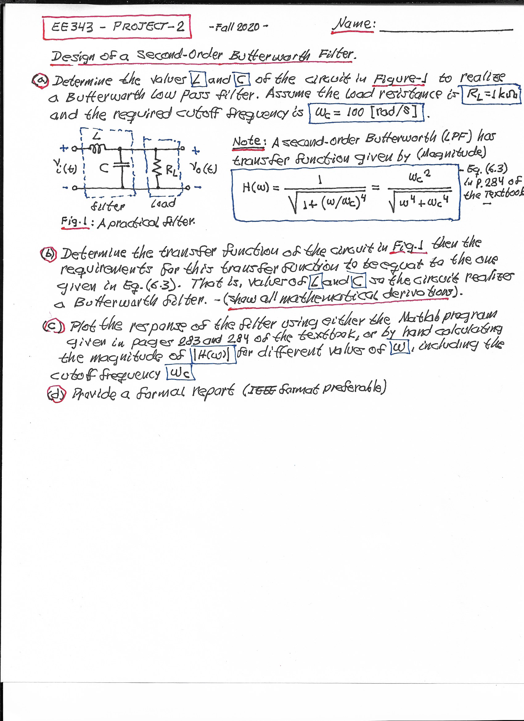 (a) ﻿Determine the values L and C of the circuit in | Chegg.com