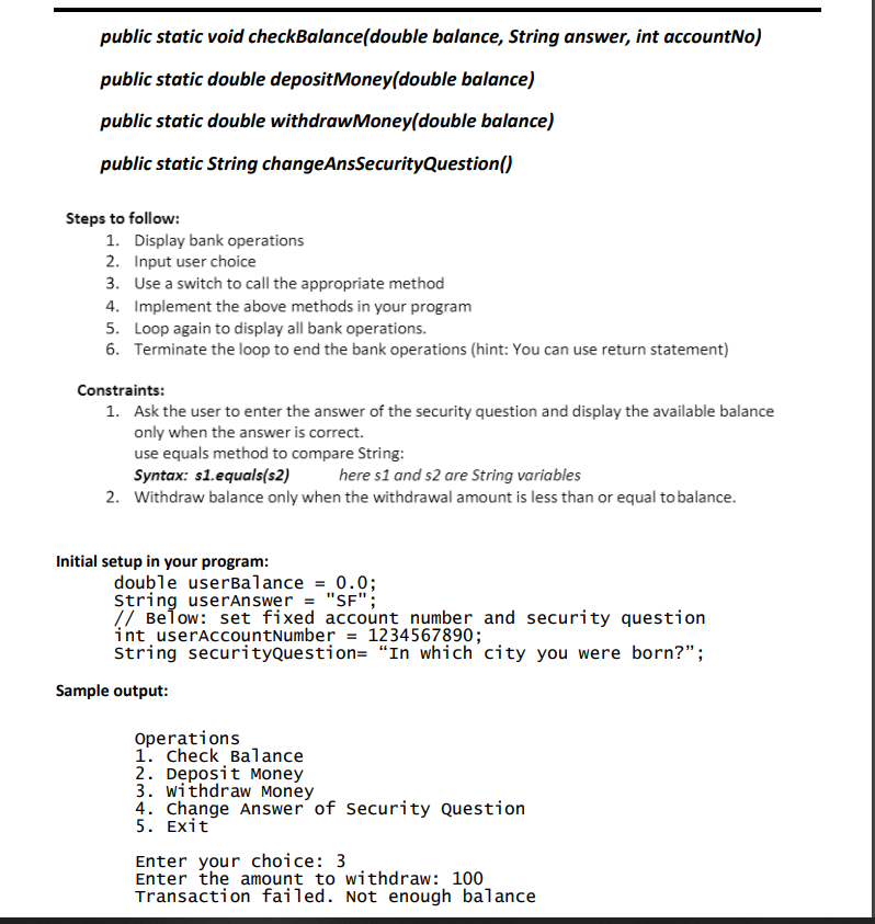 Solved Problem Description: Write a program to perform the | Chegg.com
