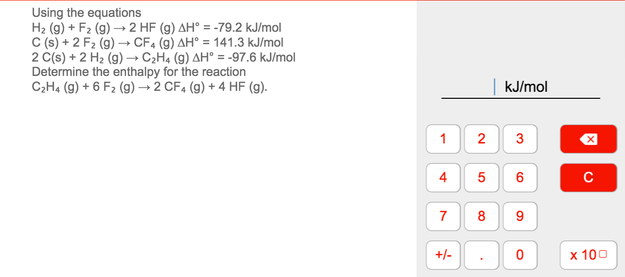 Solved Using the equations H2 (g) + F2 (g) → 2 HF (9) AH° = | Chegg.com