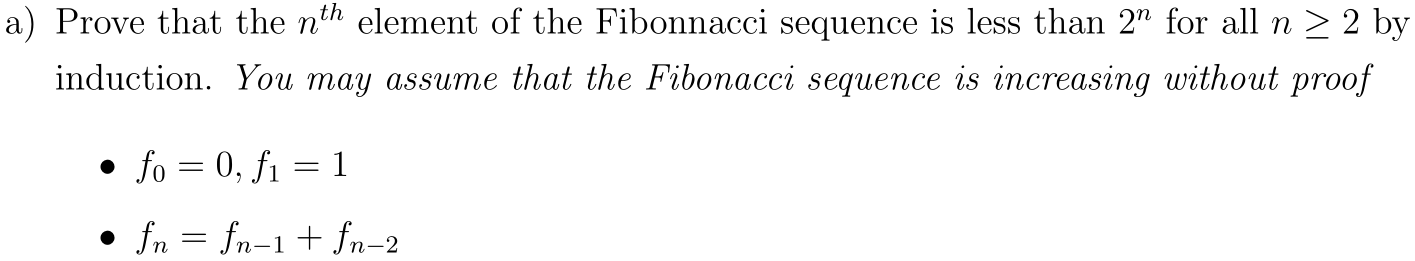 ) Prove that the nth element of the Fibonnacci | Chegg.com