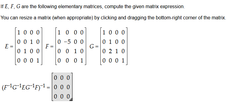 Solved If E, F, G are the following elementary matrices, | Chegg.com
