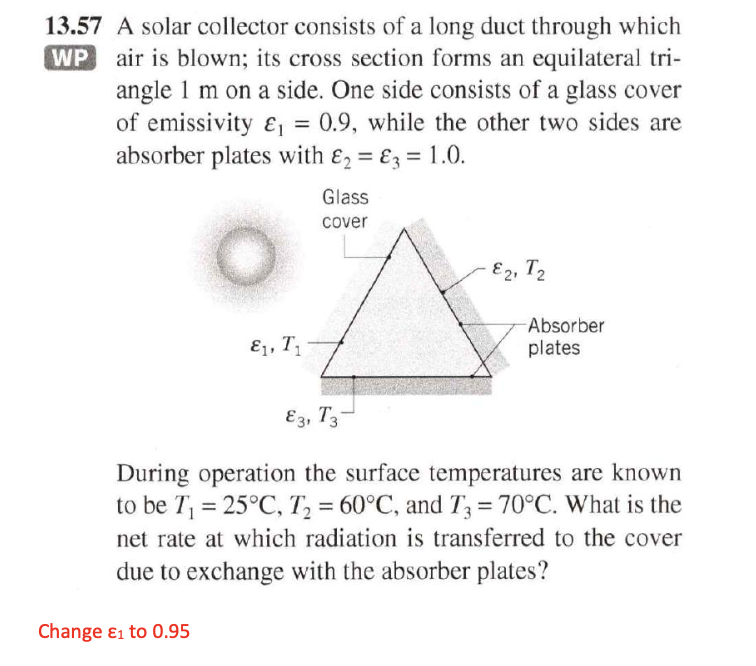 Solved 13.57 A solar collector consists of a long duct | Chegg.com