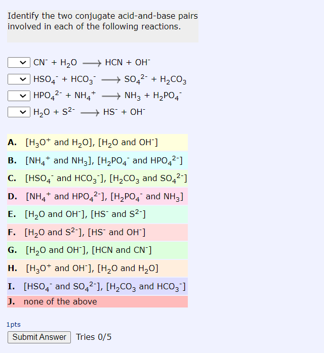 [Solved]: Bronsted-Lowry Acids and Bases (2 parts) Select t