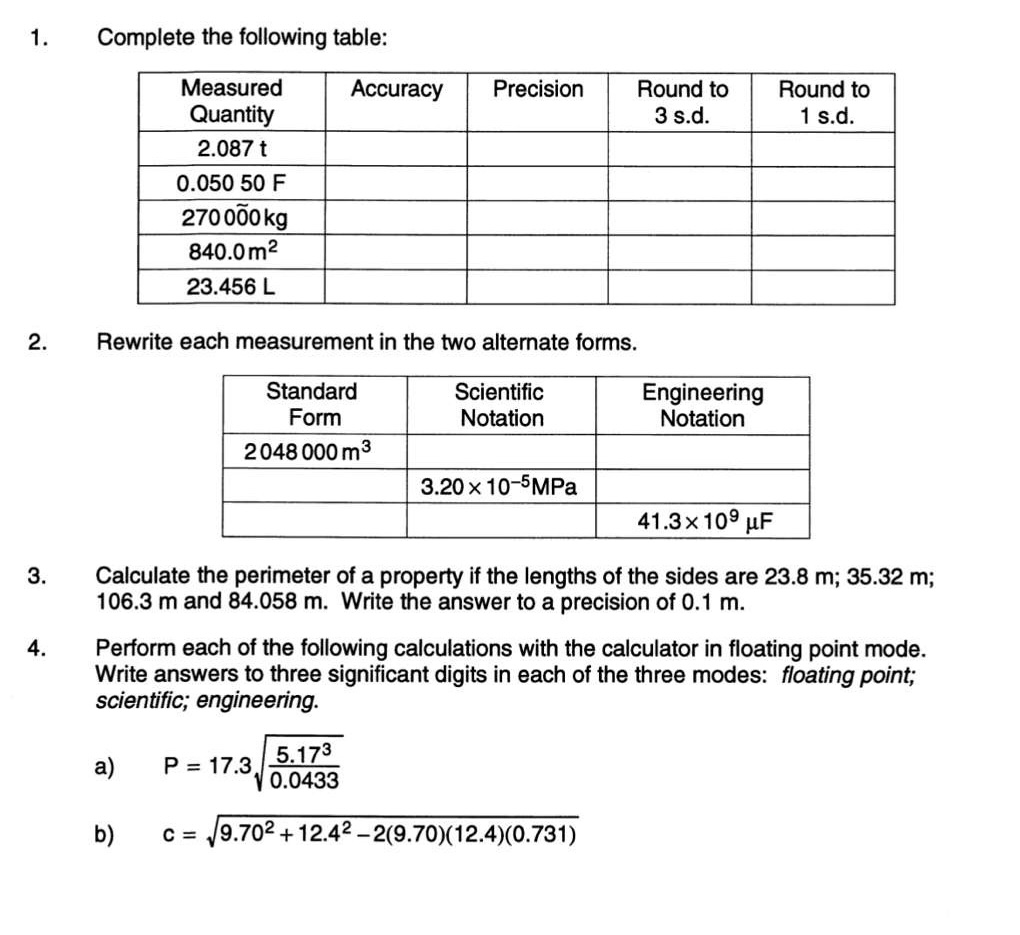 Solved 1. Complete the following table: 2. Rewrite each | Chegg.com