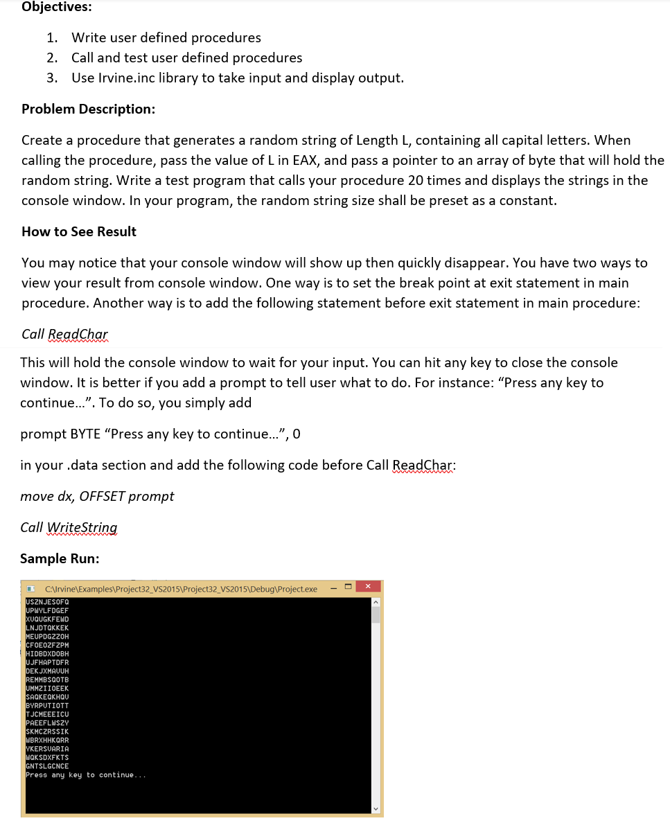 Solved Objectives: 1. Write user defined procedures 2. Call | Chegg.com