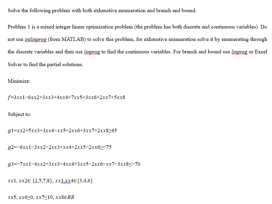 Solved Solve the following problem with both exhaustive | Chegg.com
