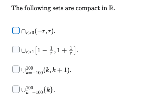 Solved The following sets are compact | Chegg.com