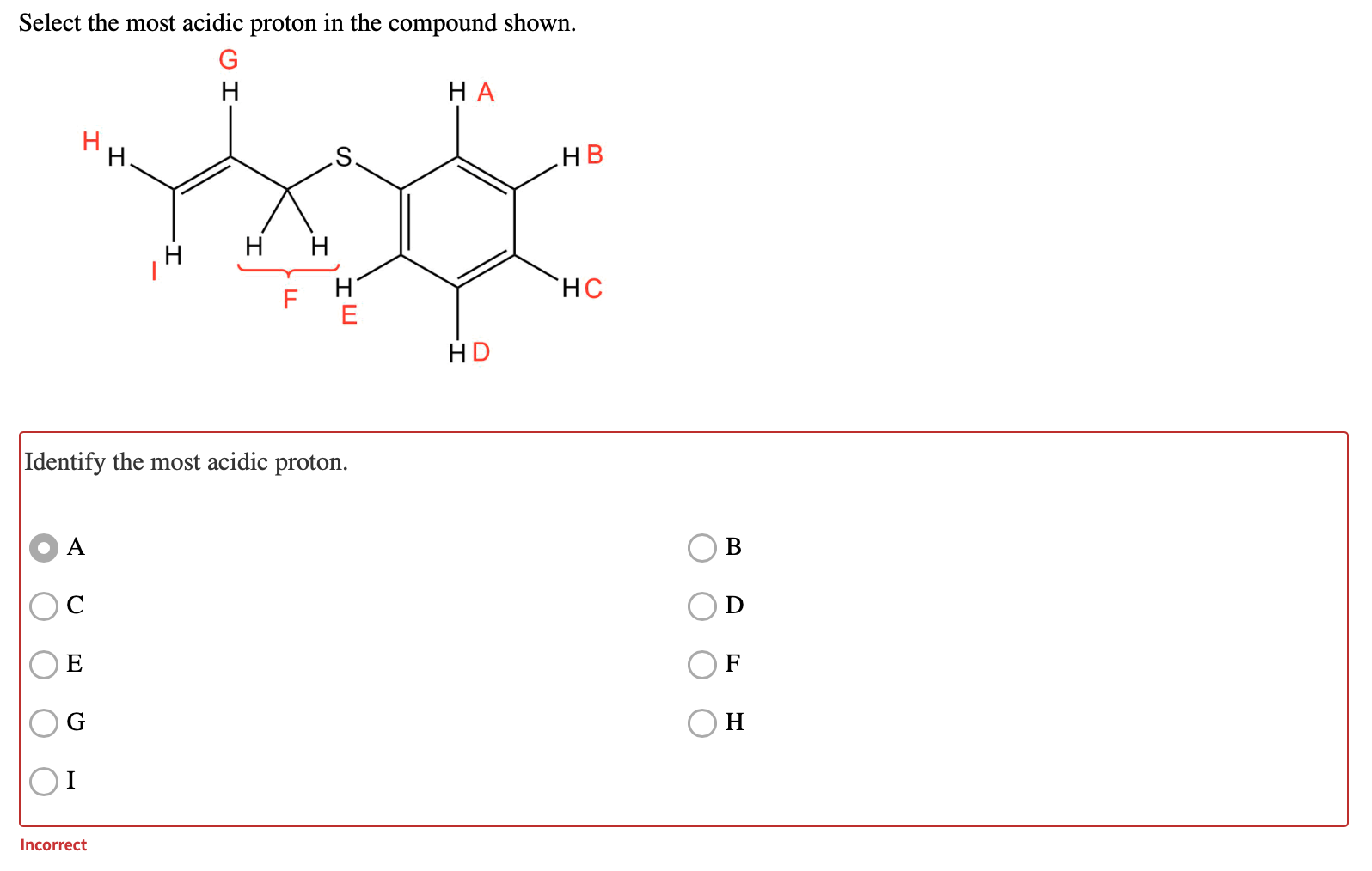 Solved Select the most acidic proton in the compound shown. | Chegg.com